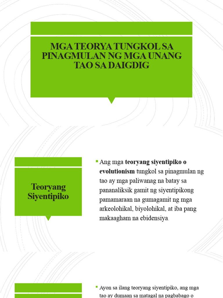 Mga Teorya Tungkol Sa Pinagmulan NG Mga Unang Tao Sa Daigdig | PDF Mga Teorya Tungkol Sa Pinagmulan NG Mga Unang Tao Sa Daigdig | PDF