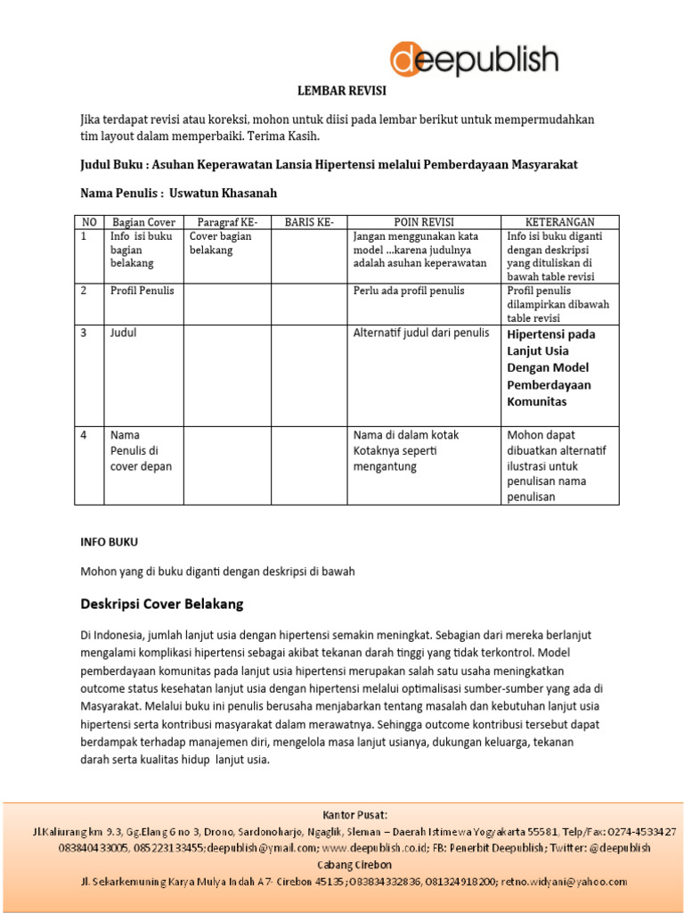 Lembar Revisi Cover | PDF