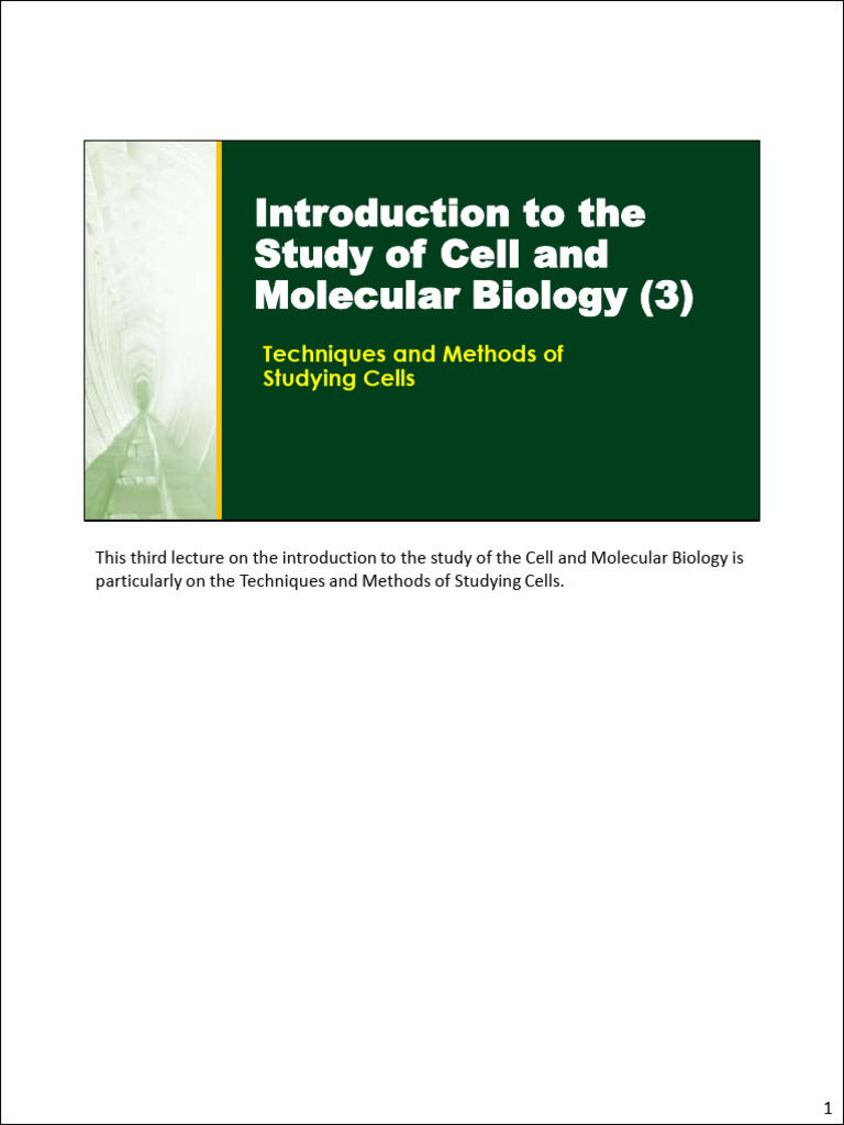 Intro3 - Techniques and Methods On Studying Cells | PDF | Technology ...