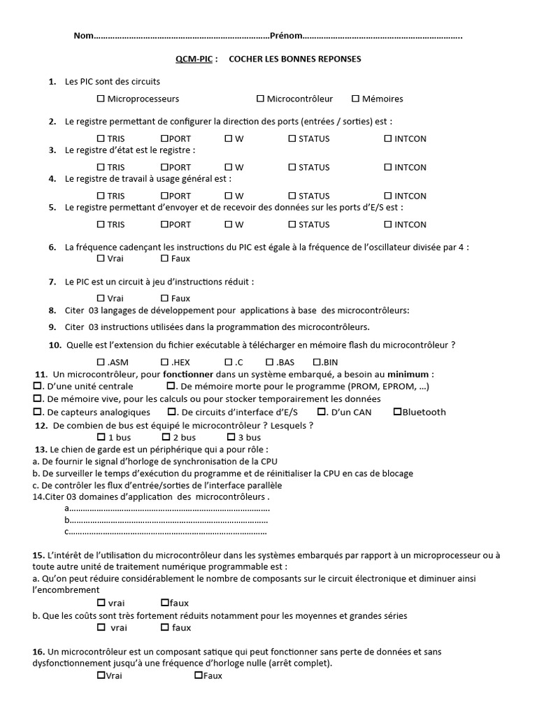 QCM Revision Pic | PDF