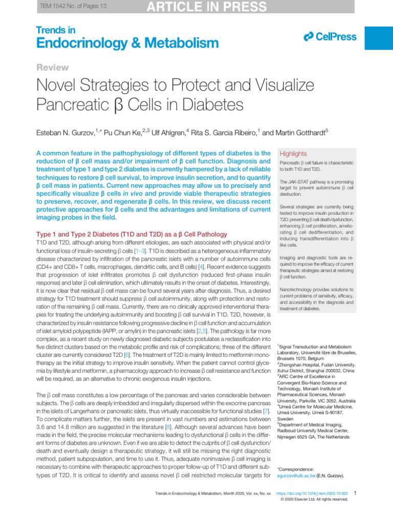 Gurzov 2020 Novel Strategies To Protect and Vis | PDF