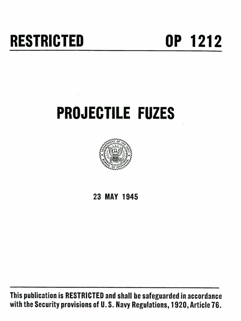 OP 1212, Projectiles Fuzes, May 1945, Ver B | PDF