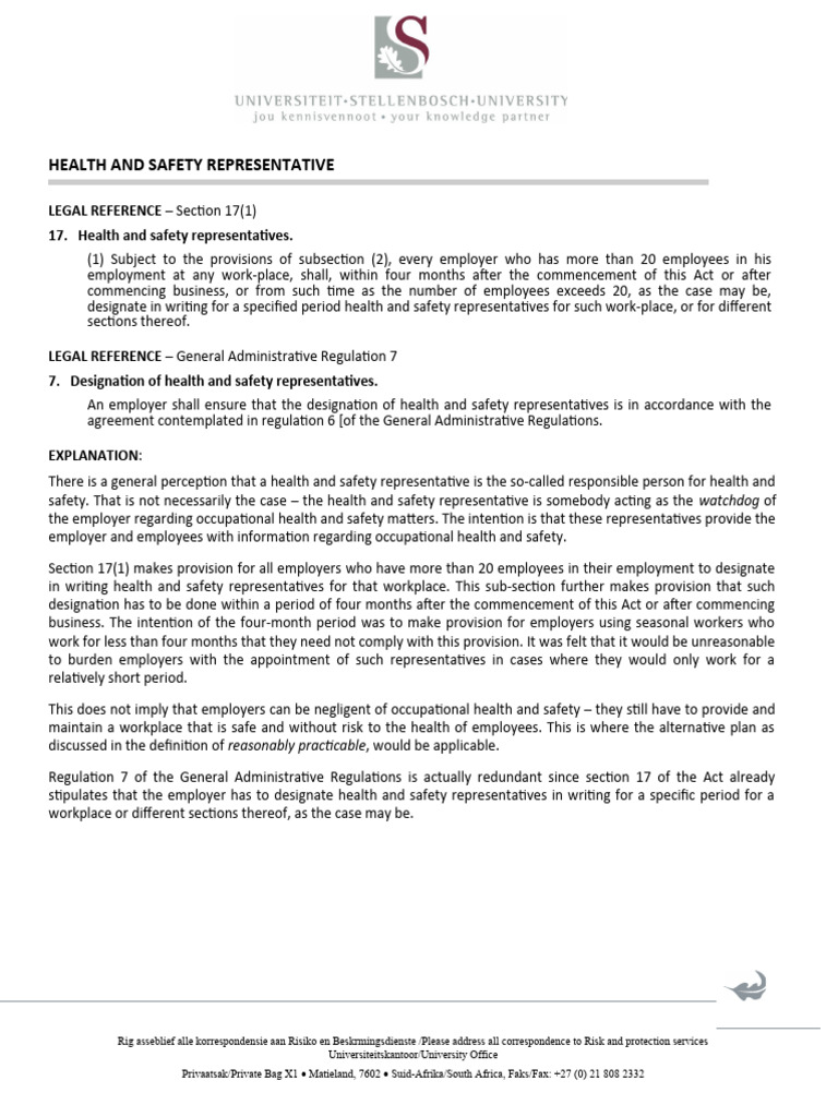 Health and Safety Representative Appointment | PDF | Occupational ...