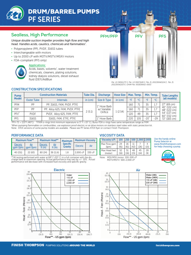 PF Series Tech Flyer | PDF | Pump | Power Supply