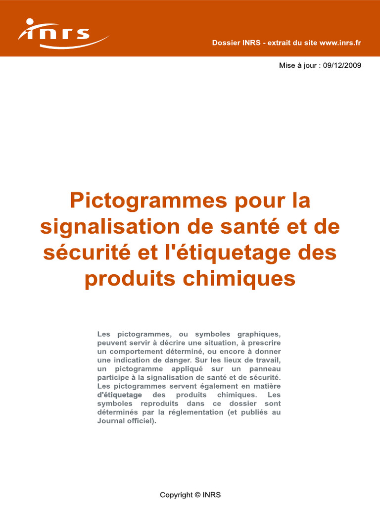 Pictogrammes INRS ? | PDF | Substances chimiques | Information ...