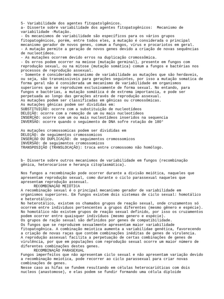 1 Resumo Variabilidade Genetica Pdf