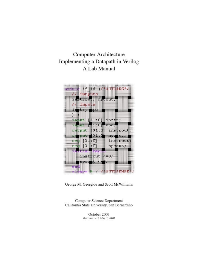 Computer Architecture Implementing A Datapath in Verilog A Lab Manual | Download Free PDF | Mips ...