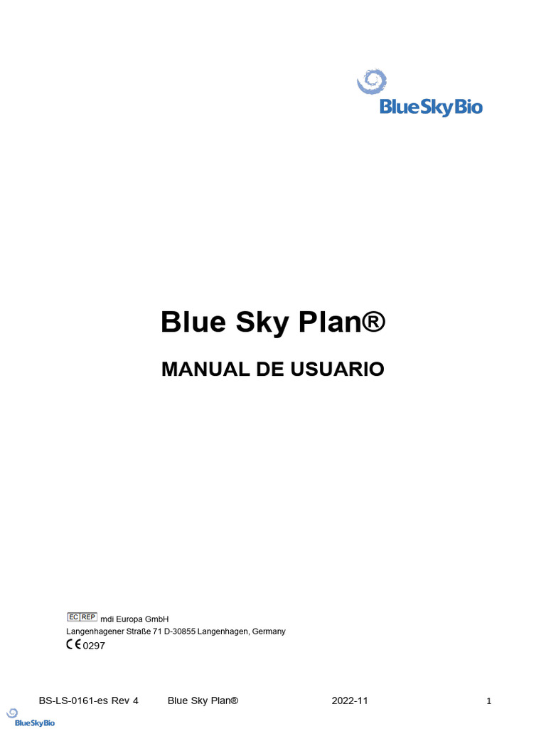 BS-LS-0161-Es - Blue Sky Bio Plan User Manual - Attachment Rev 4 | PDF