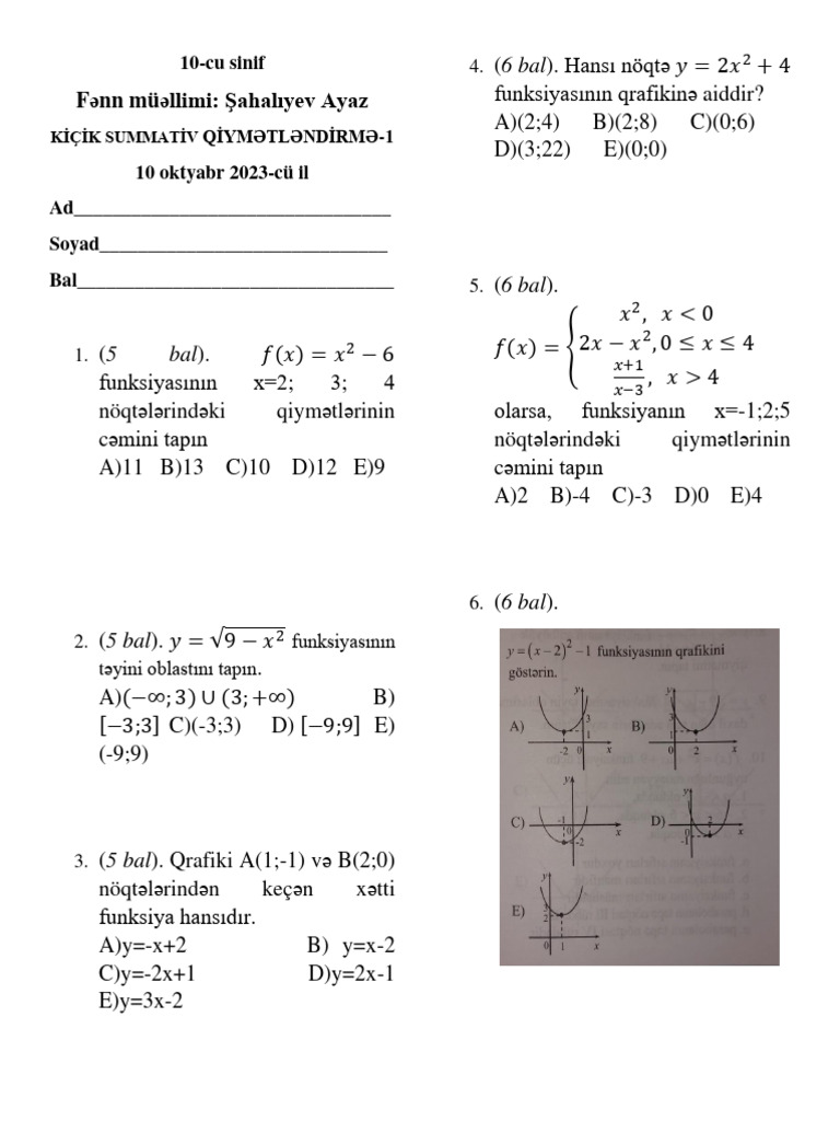 KSQ 1 - 10-Cu Sinif | PDF