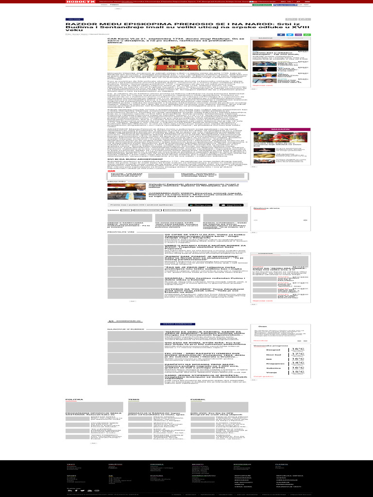 RAZDOR MEĐU EPISKOPIMA PRENOSIO SE I NA NAROD - Srbi Iz Budima I Sentandreje Imali Su Veliki ...