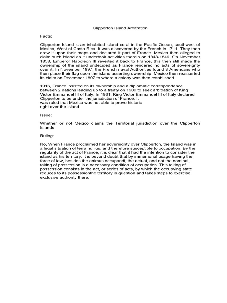 Clipperton Island Ownership Dispute Analysis | PDF | Travel