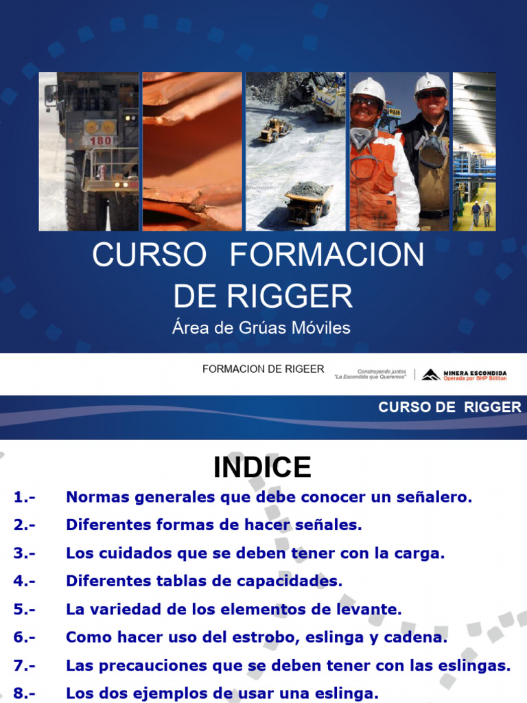 Curso de Formacion de Rigger (SEÑALES e Inspección de Materiales) | PDF ...