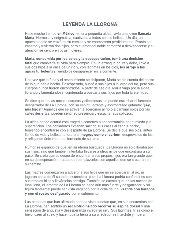 Leyenda La Llorona | PDF | Historia | Clásicos