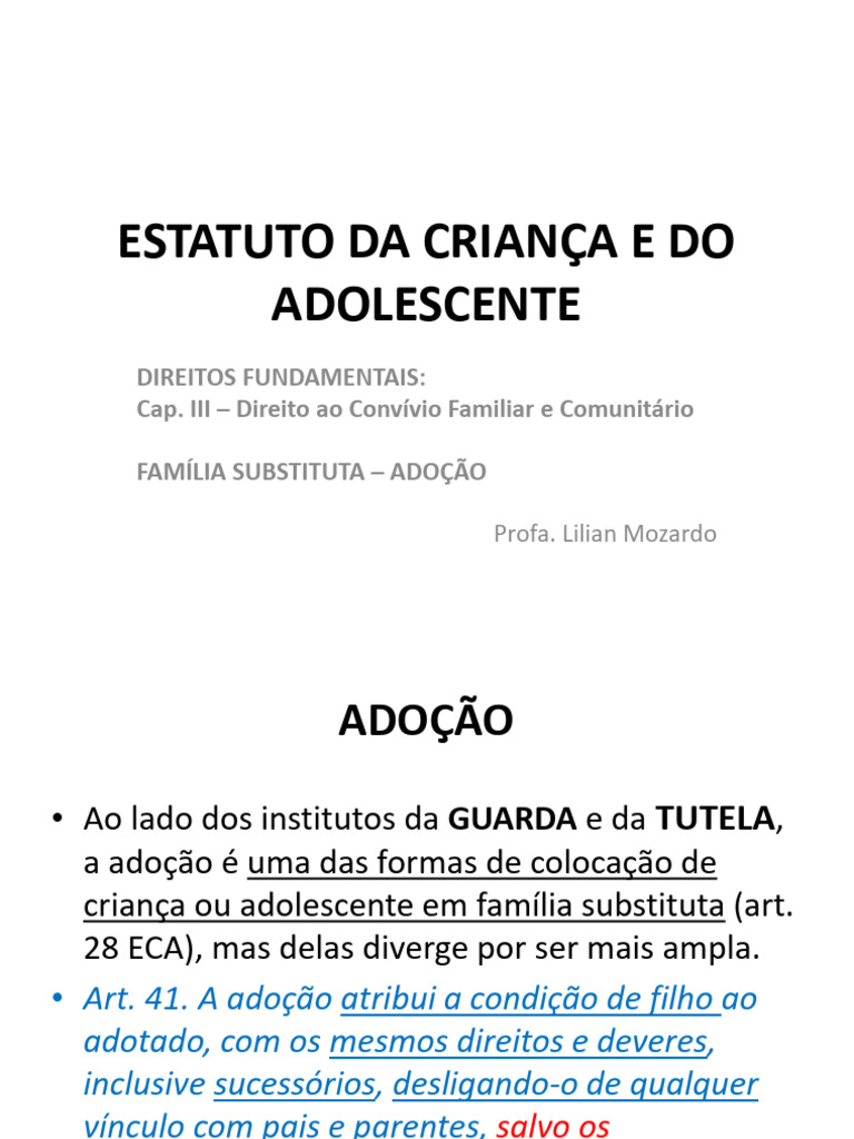 5 - Família Substituta - Adoção120424 | PDF | Adoção | Sentença (jurídico)