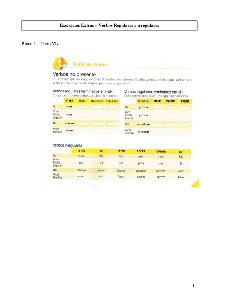 Actividad Extra - Verbos Regulares e Irregulares | PDF