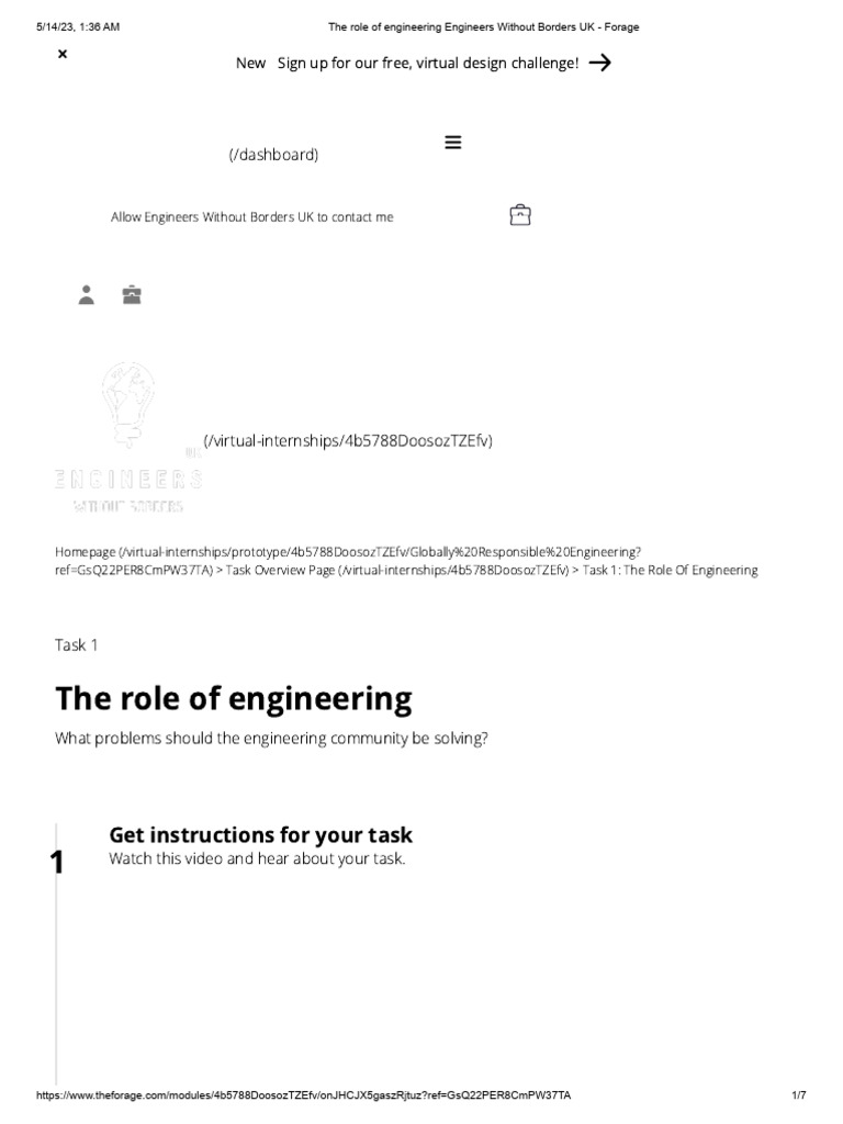 1.the Role of Engineering Engineers Without Borders UK - Forage | PDF