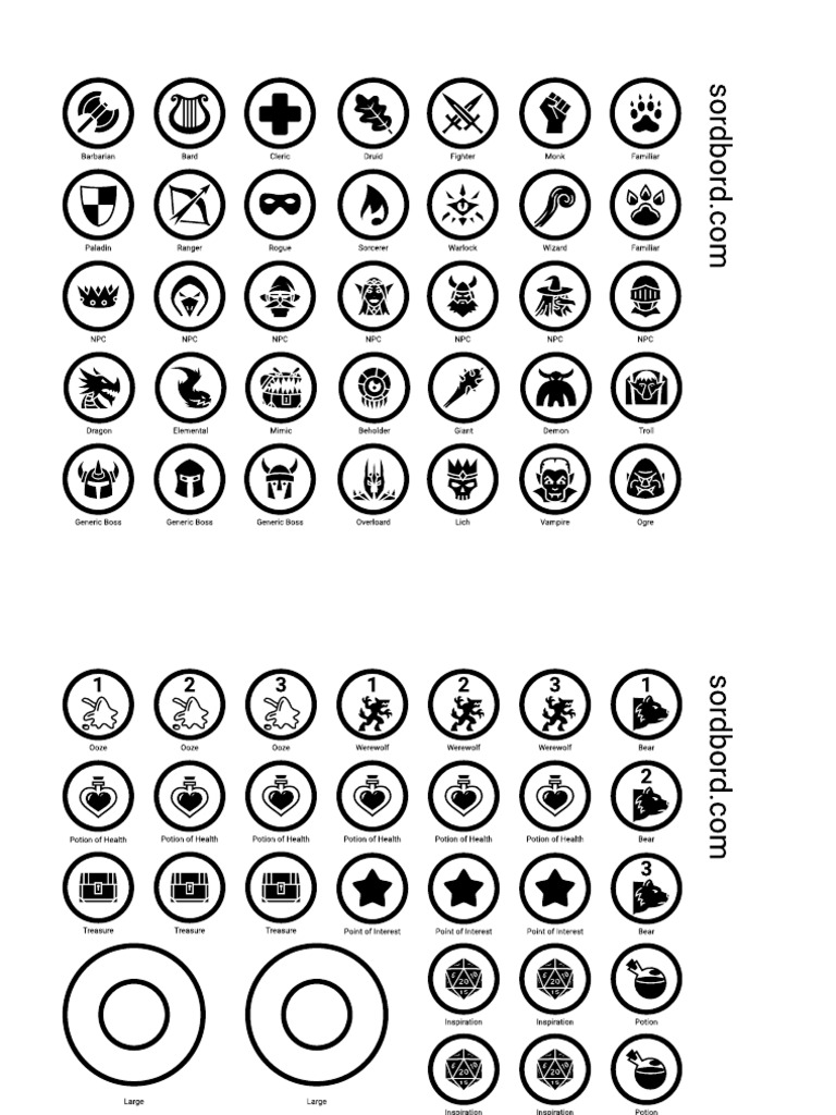 D&D Printable Tokens for NPCs and Monsters | PDF | Fantasy Role Playing ...