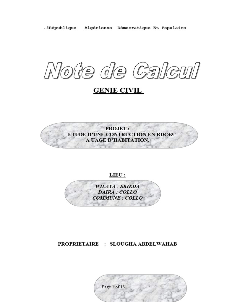 Note - de - Calcul R+3 | PDF