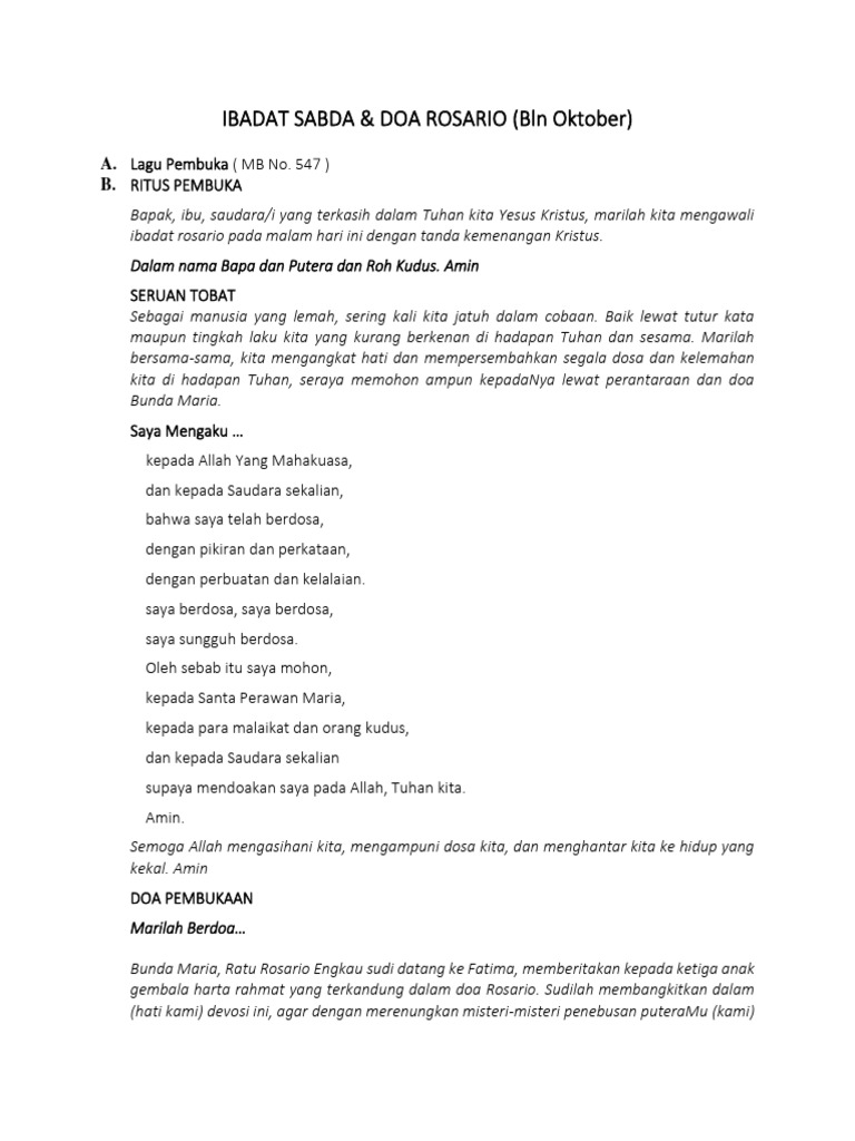 Ibadat Sabda + Doa Rosario-1 | PDF | Agama & Spiritualitas