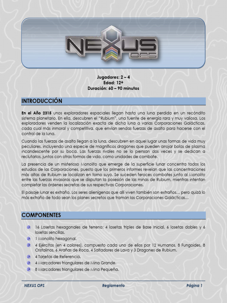 NEXUS OPS - Reglamento | PDF