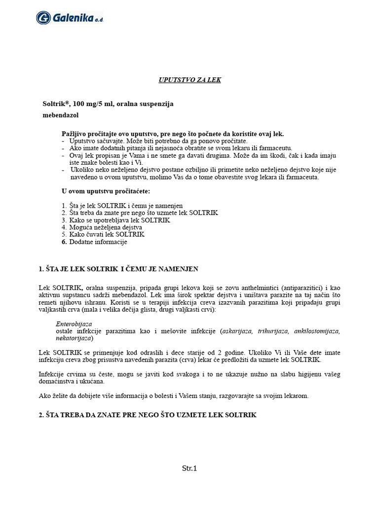 Uputstvo Soltrik® 100mg 5ml-30ml Oralna Suspenzija Mart2022 | PDF