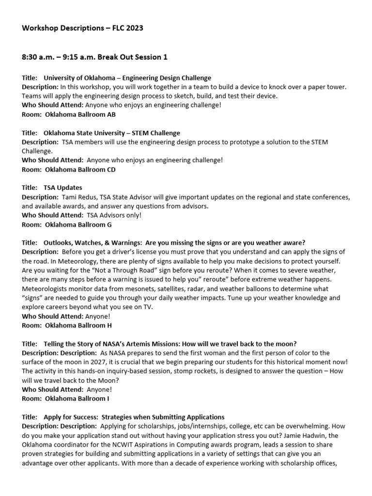 2023 Breakout Session Descriptions | PDF | Art