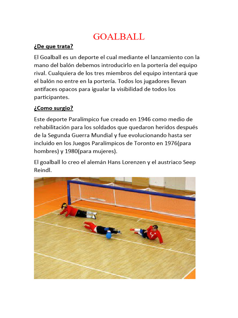 Historia y reglas del goalball | PDF