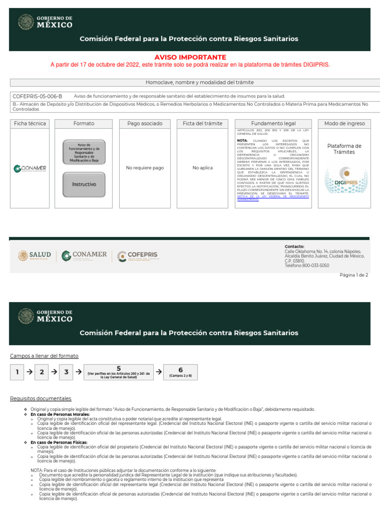 Cofepris 05 006 B | PDF