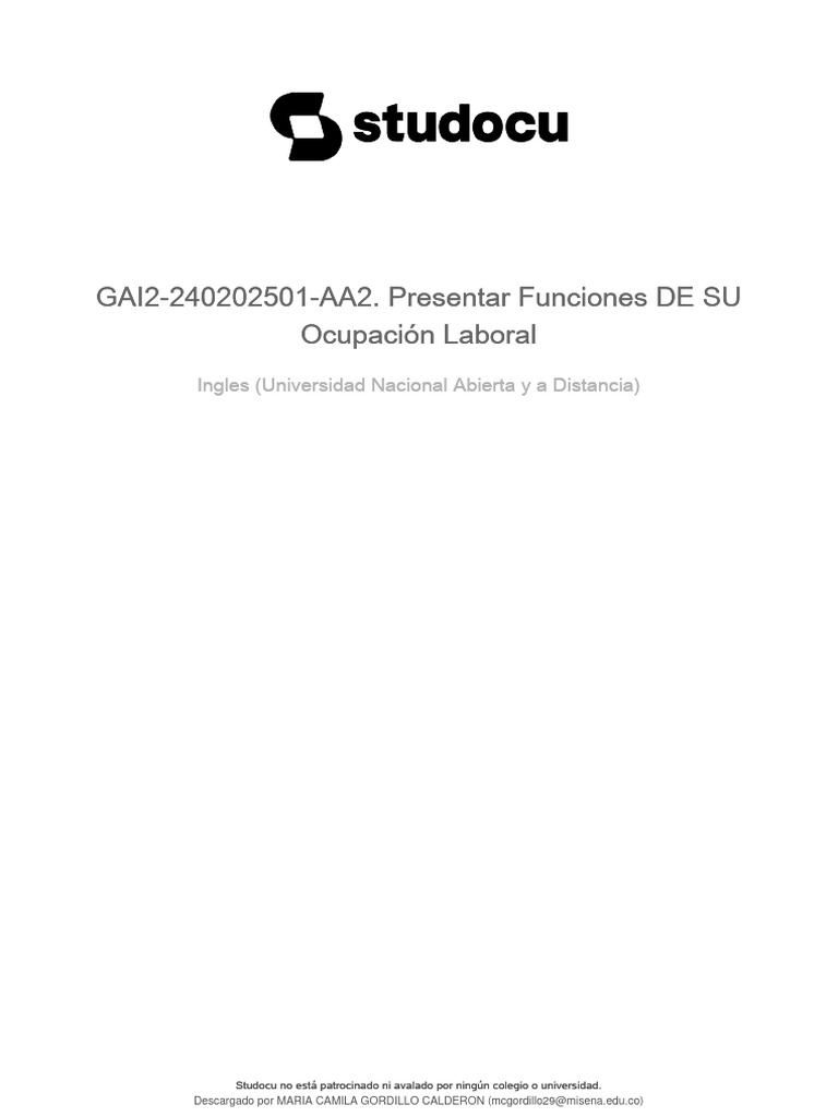 Gai2 240202501 Aa2 Presentar Funciones de Su Ocupacion Laboral | PDF ...