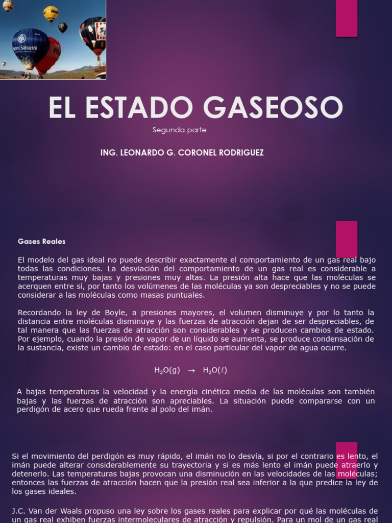 EL ESTADO GASEOSO (Parte 2) | PDF | Gases | Química Física