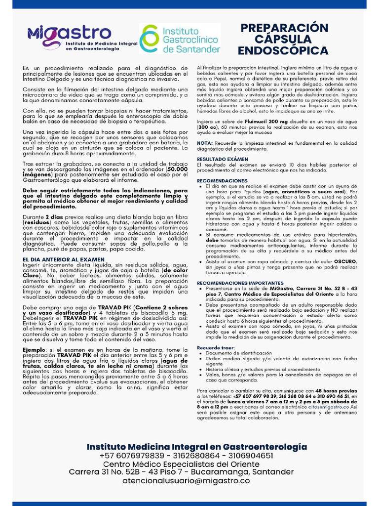 Preparación Cápsula Endoscópica | PDF