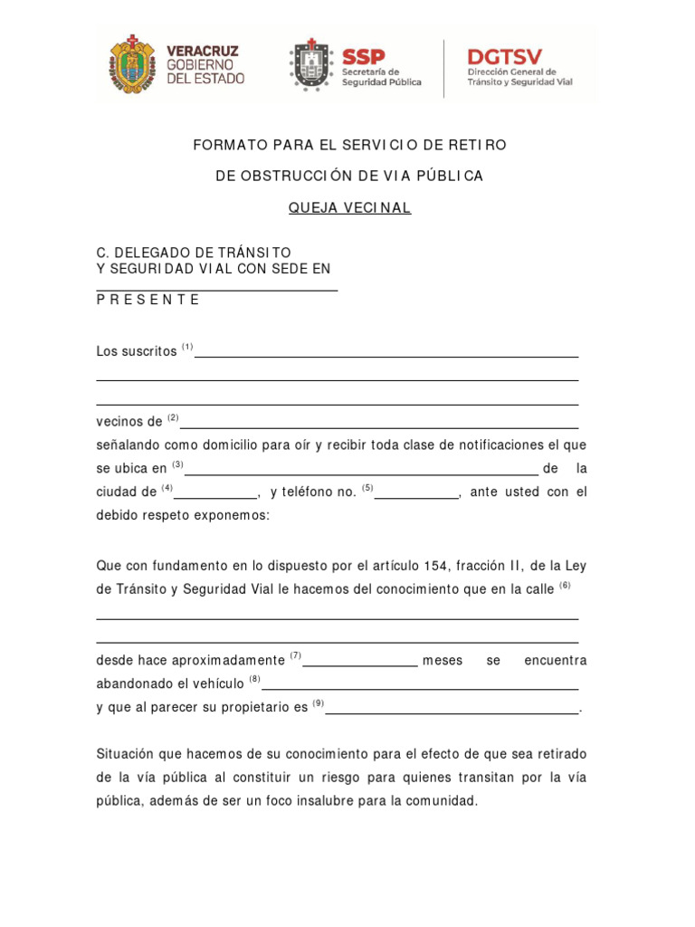 Queja Vecinal o Denuncia Ciudadana | PDF