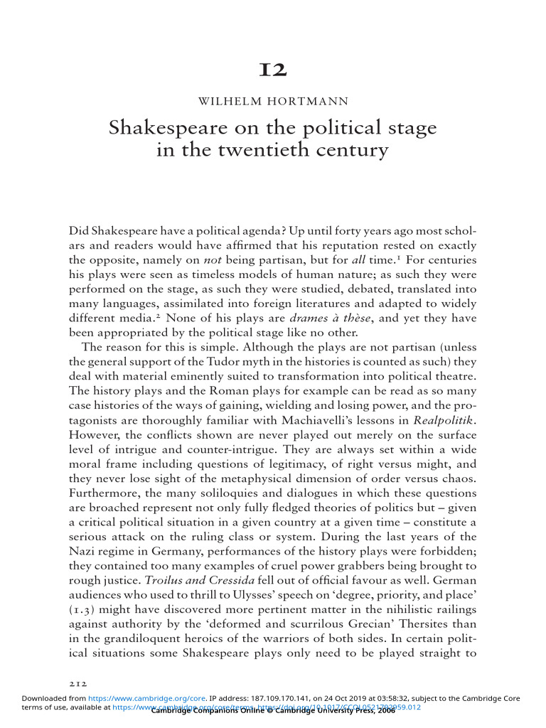 Shakespeare On The Political Stage | PDF | History