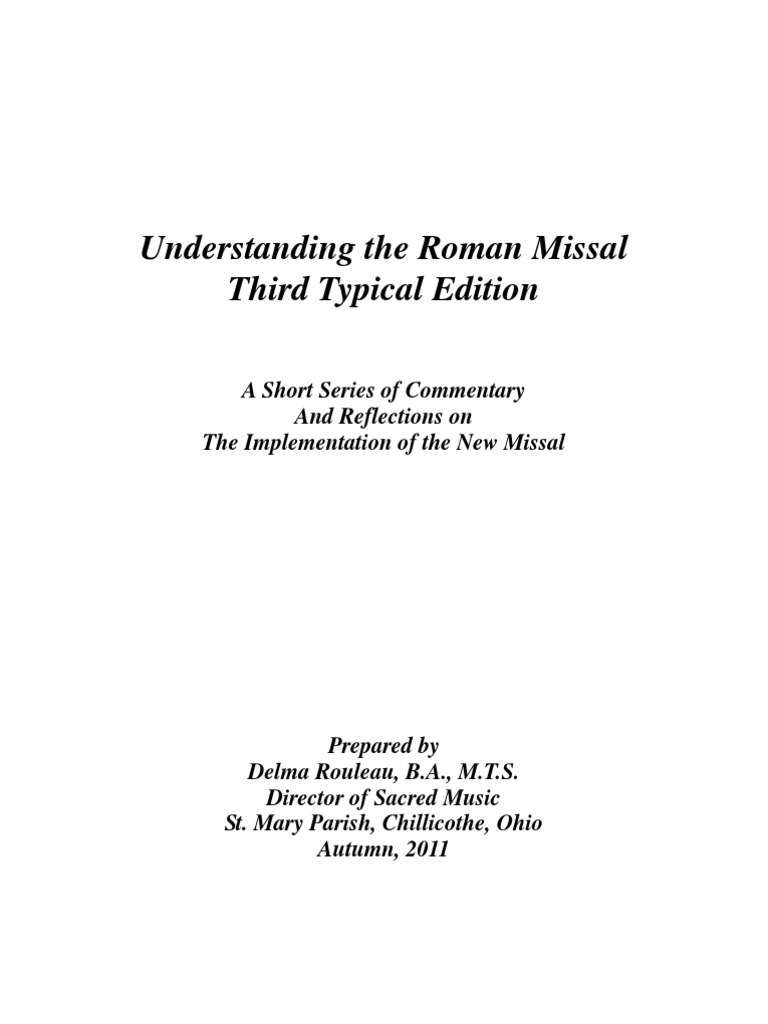 Understanding The Roman Missal, 3rd Ed | PDF | Catholic Church | Liturgy