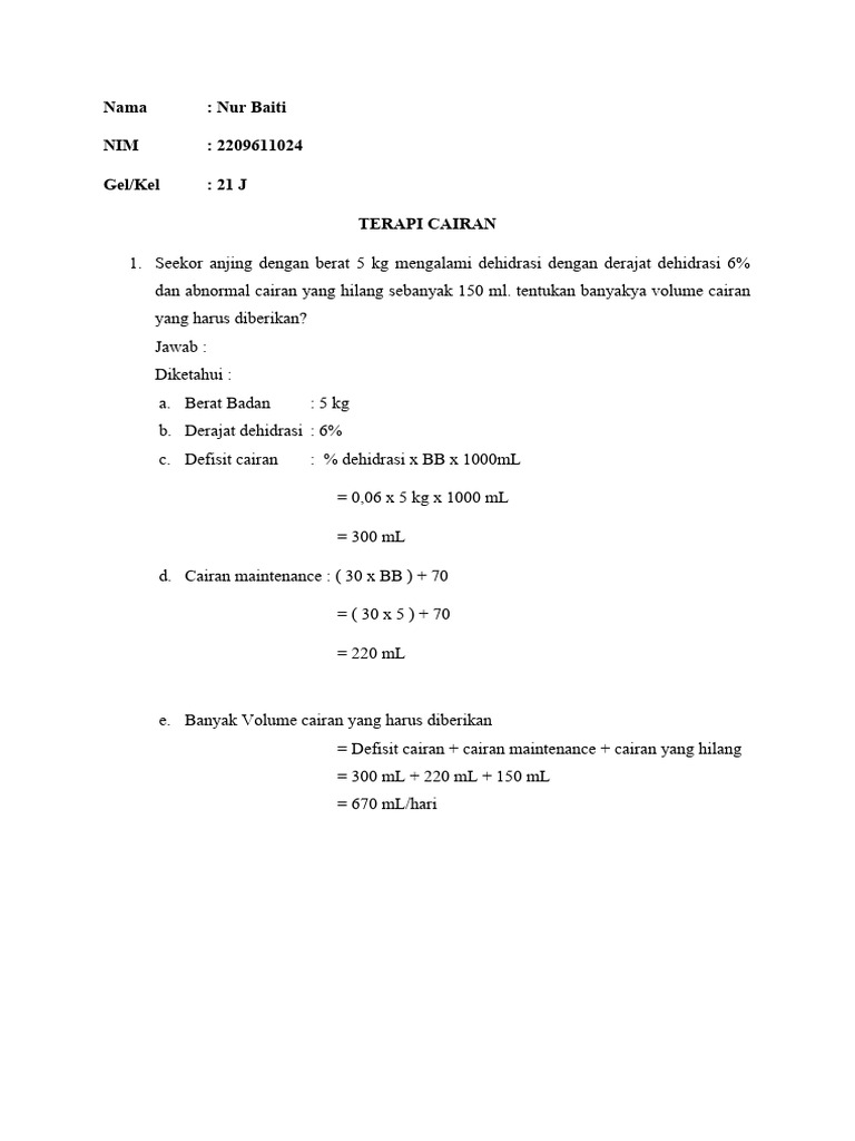 Terapi Cairan untuk Anjing dan Kucing | PDF