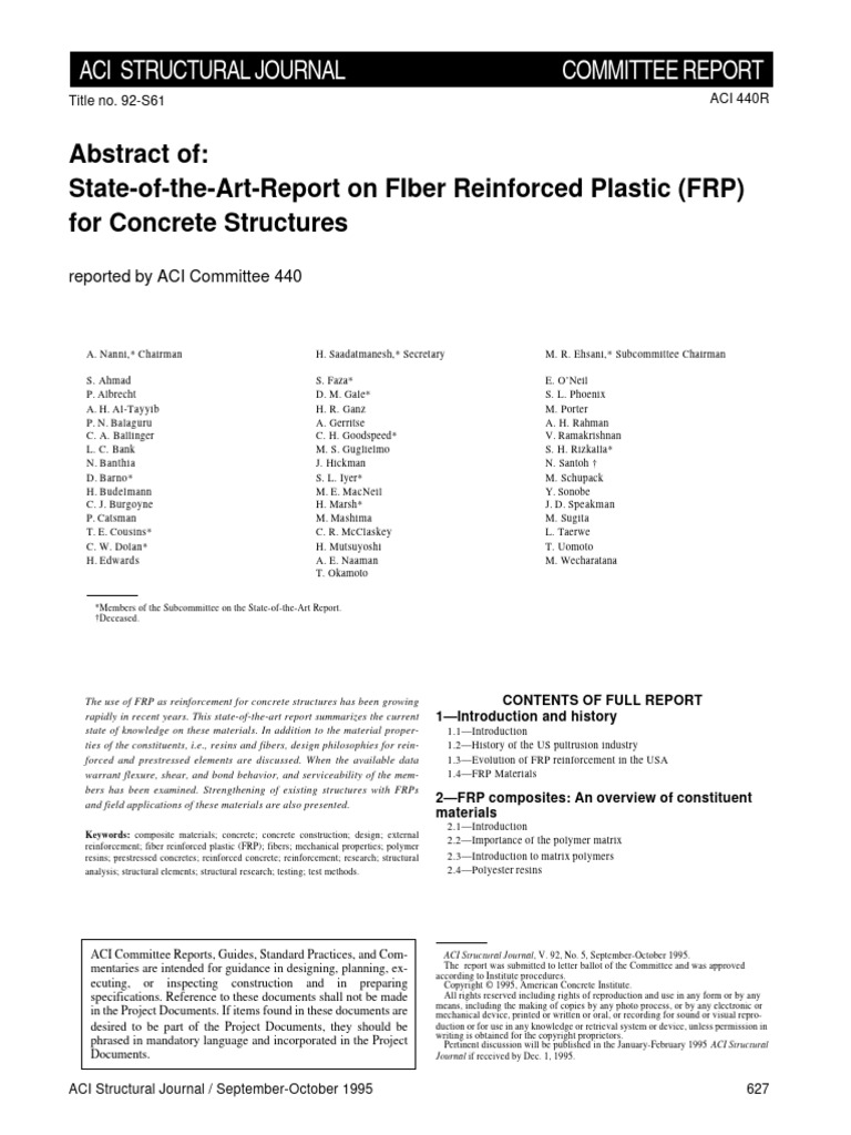 Abstract Of: State-Of-The-Art-Report On Fiber Reinforced Plastic (FRP ...
