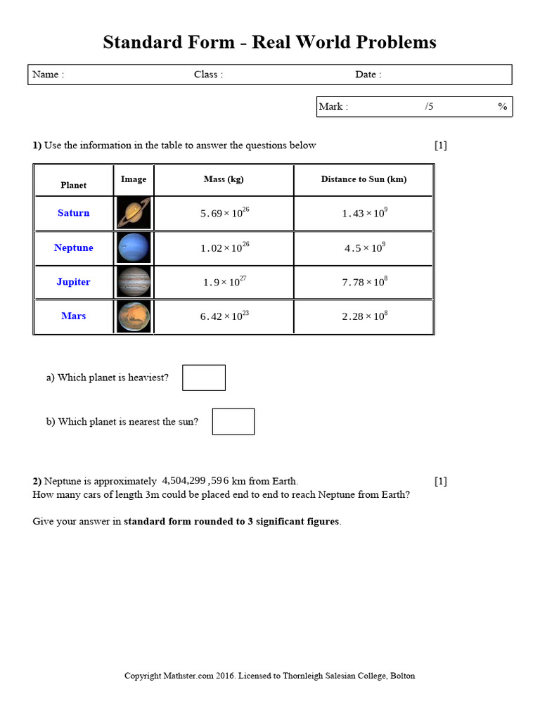 Standard Form - Real World Problems - 2 | PDF | Teaching Methods ...