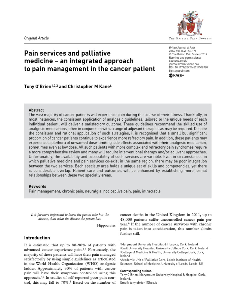 Pain Service and Palliative Medicine | PDF