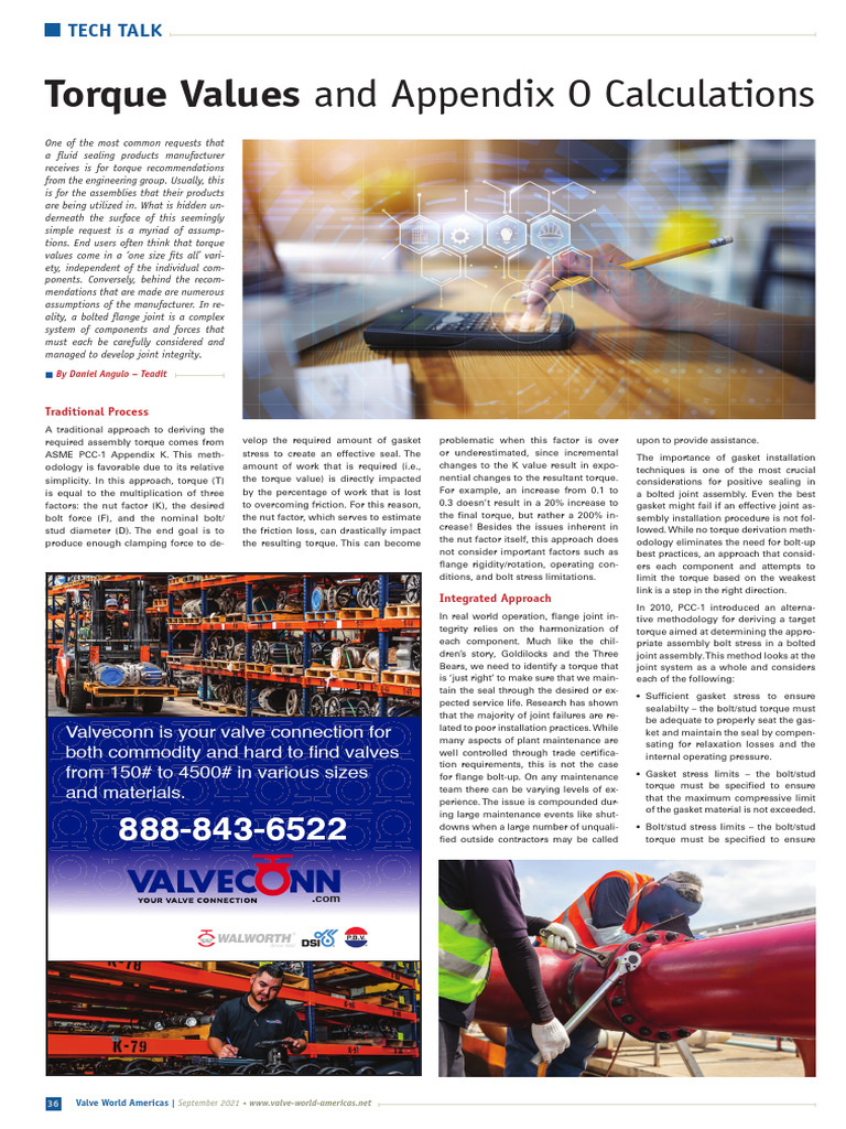 Torque Values and Appendix O Calculations VWA | PDF
