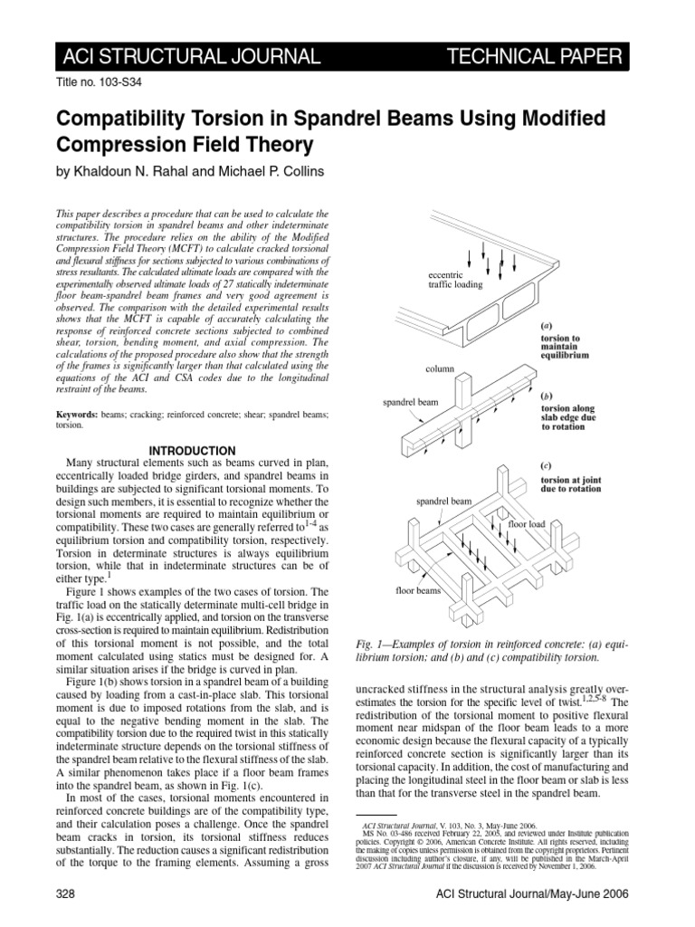 Compatibility Torsion in Spandrel Beams Using Modified Compression ...
