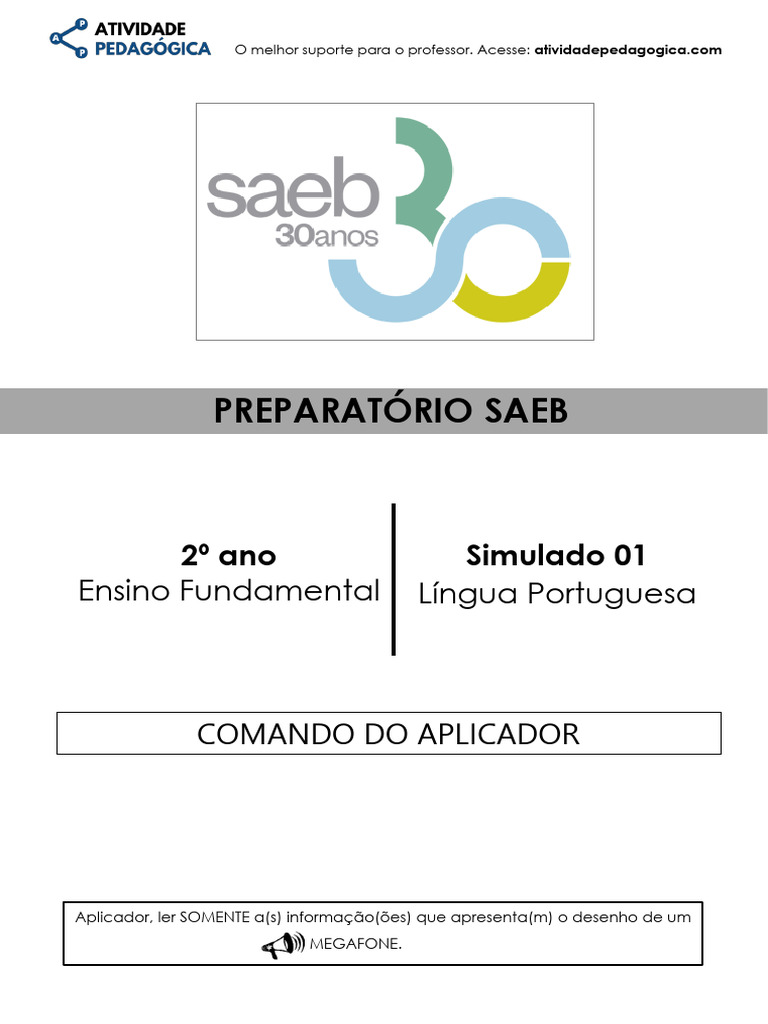 Comando 01 (SAEB) Português - 2º Ano | PDF