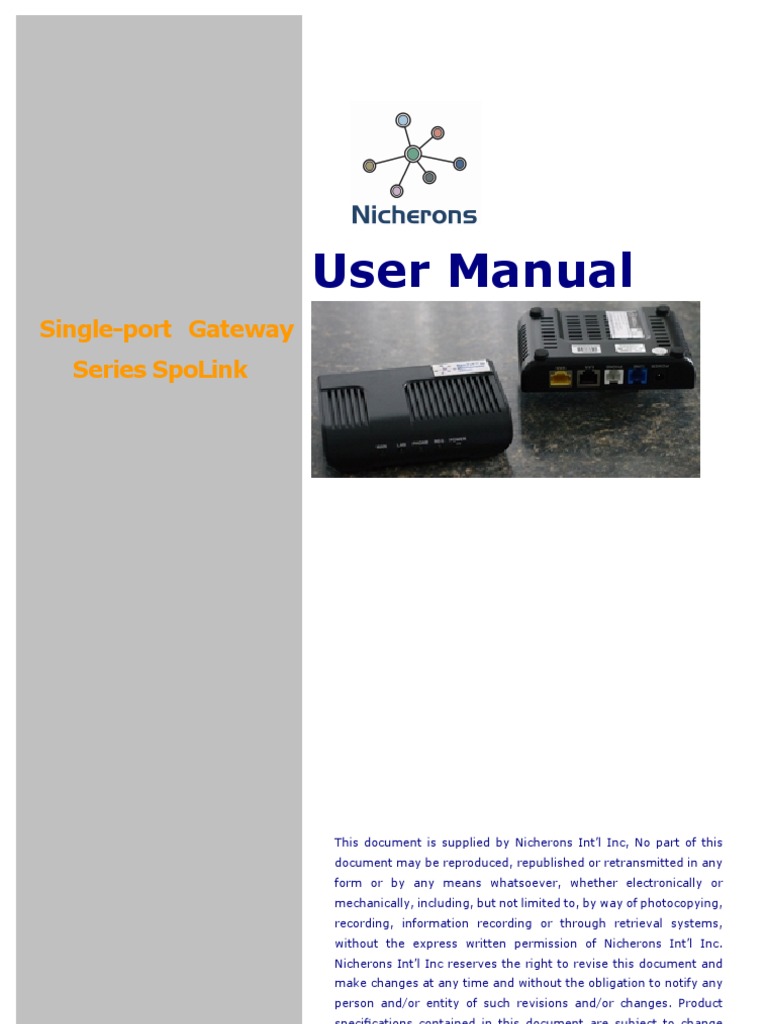 User Manual: Single-Port Gateway Series Spolink | PDF | Session Initiation Protocol | Port ...