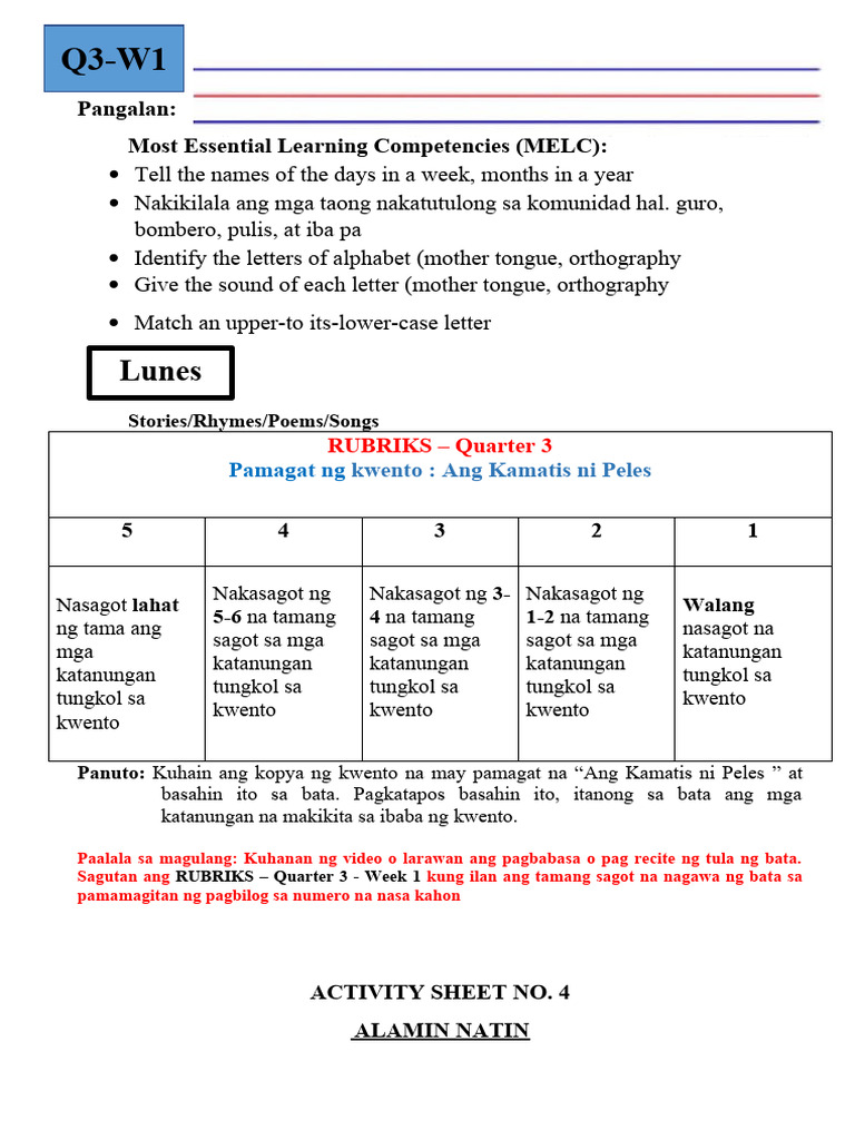 Activity Sheets Q3 W1 | PDF