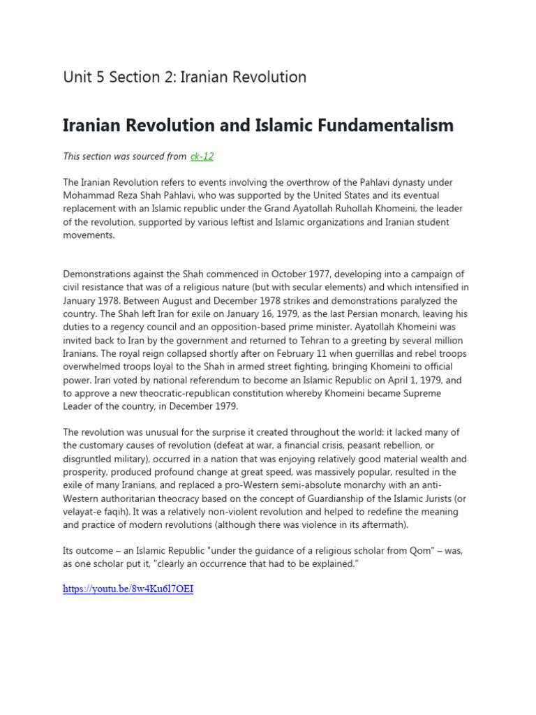 Iranian Revolution Overview | PDF | Politics