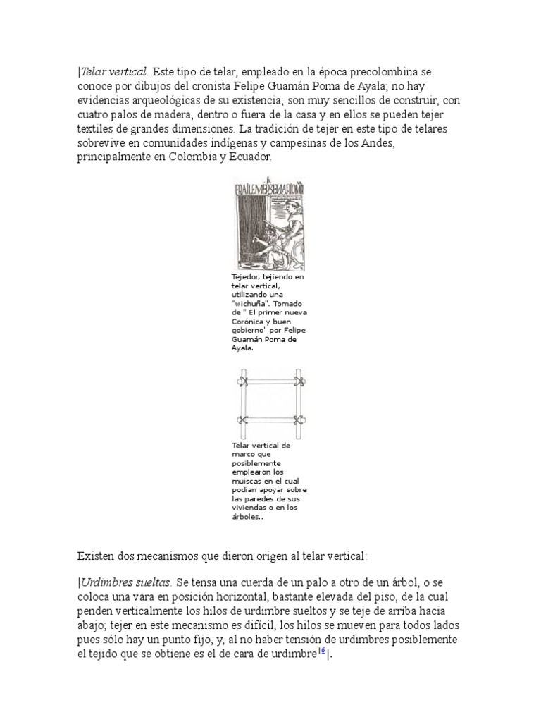 Telar Vertical y Tejidos Andinos | PDF | Telar | Textiles