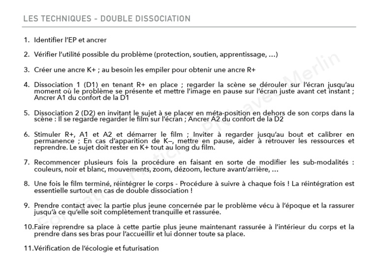 43 - Technique - La Dissociation Double - Formation Praticien PNL Avec ...