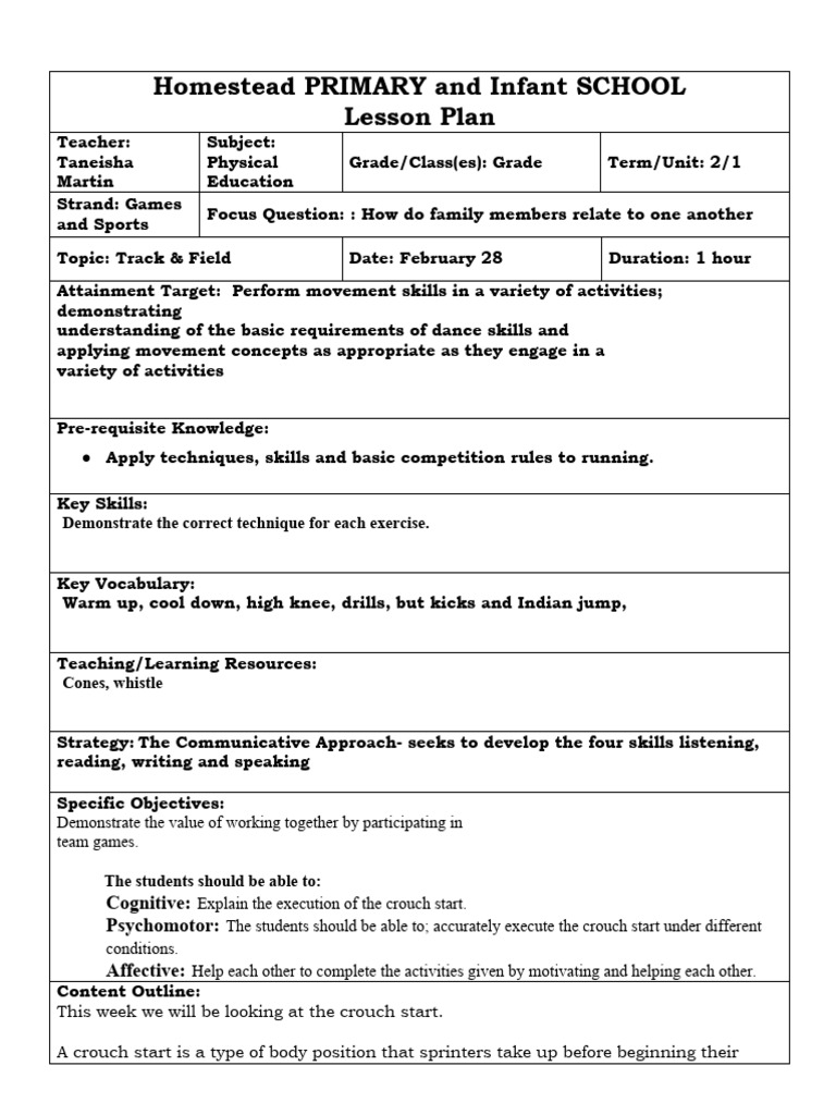 Copy of Grade 2 Physical Education Lesson Plan | PDF