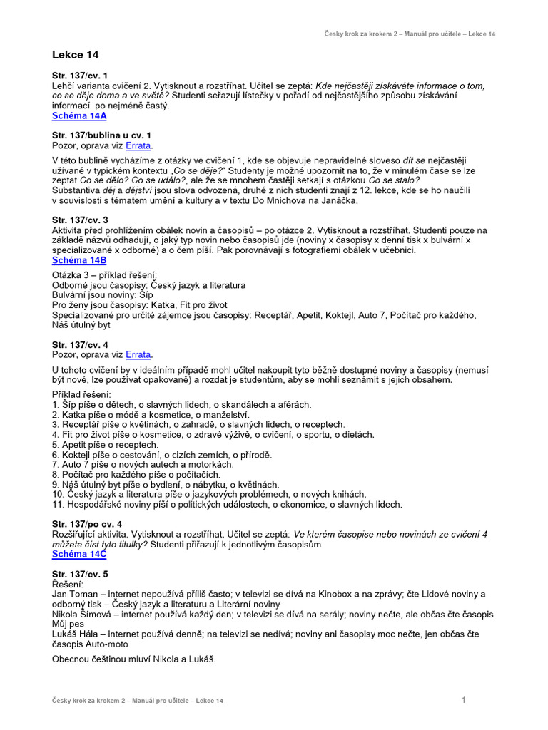 Ucitele Cesky Krok Za Krokem 2 14 | PDF
