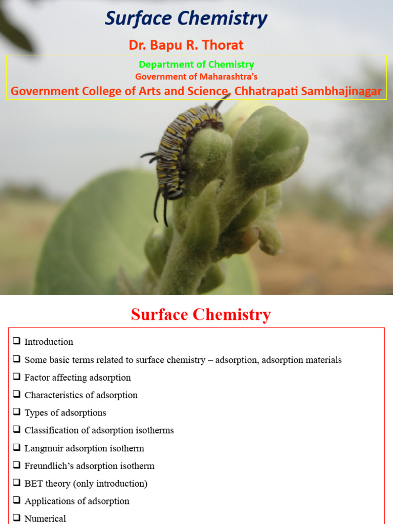 Surface Chemistry | PDF | Adsorption | Surface Science