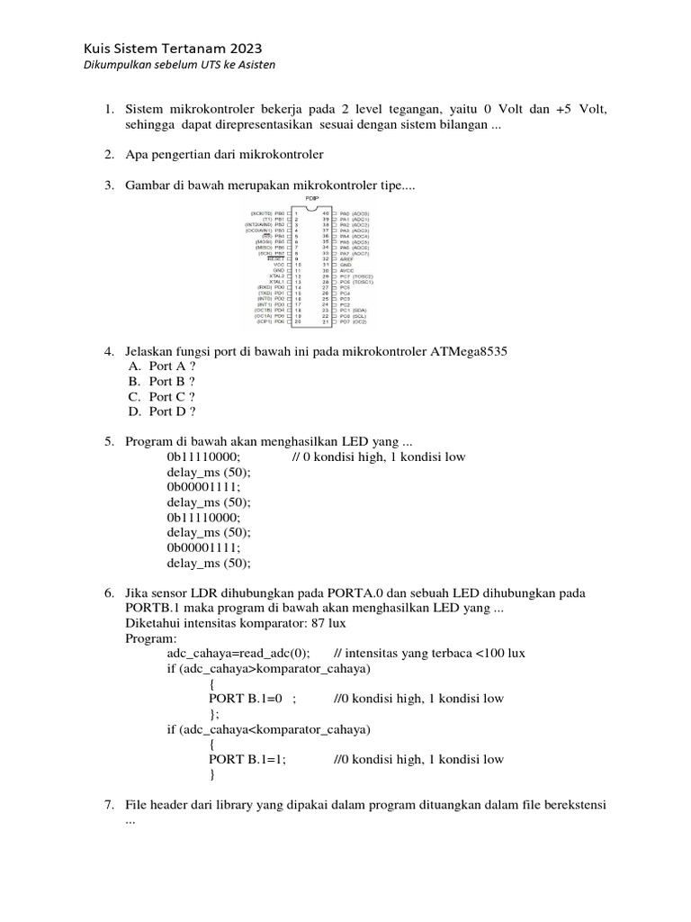 Kuis Sistem Tertanam 2023 | PDF